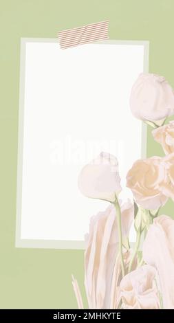 Instagram story background, paper note vector with abstract flower ...