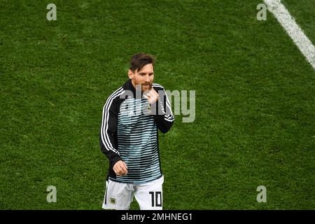 Lionel Messi of Argentina before the FIFA World Cup Group J match ...