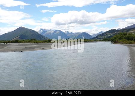 The northern end of Lake Wakatipu at the Glen Orchy settlement, Otago ...