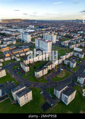 Aerial view of housing estate at Wester Hailes in Edinburgh, Scotland ...
