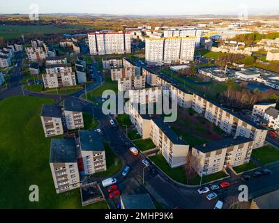 Aerial view of housing estate at Wester Hailes in Edinburgh, Scotland ...