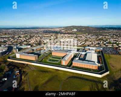 Aerial view of HMP Edinburgh prison in Edinburgh, Scotland, UK Stock ...