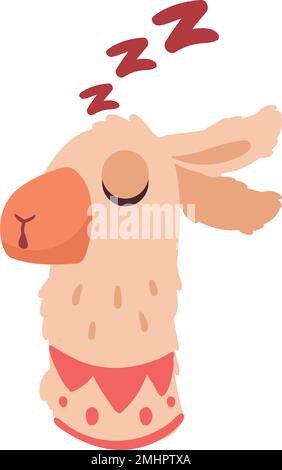 Lama Alpaca sleeping. Animal asleep emoji. Vector illustration Stock ...