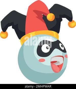 crazy emoji face with jester hat fools day icon vector illustration ...
