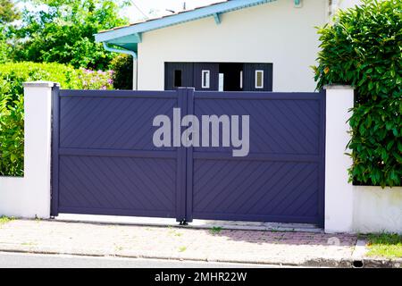 Aluminum real modern grey home portal of suburb house Stock Photo - Alamy
