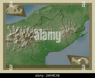 Cocle, province of Panama. Colored elevation map with lakes and rivers ...
