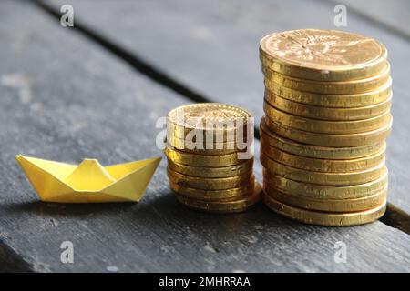 Money growth creative idea. Golden coins Stock Photo - Alamy