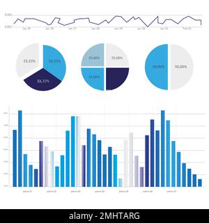 Different colorful graphs with statistic information. Illustration ...