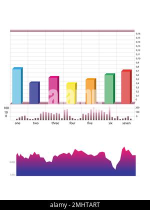 Different colorful graphs with statistic information. Illustration ...