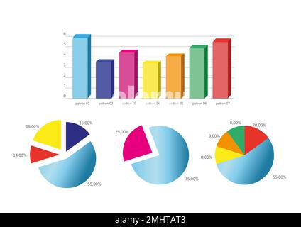 Different colorful graphs with statistic information. Illustration ...