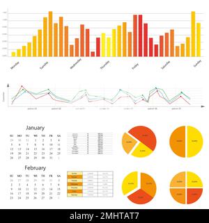Different colorful graphs with statistic information. Illustration ...