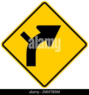Combination curve with side road intersection warning sign Stock Photo - Alamy