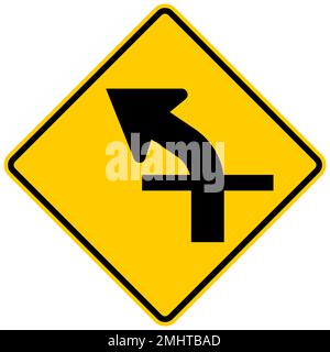 Combination curve with cross road intersection warning sign Stock Photo ...