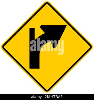 Combination curve with side road Intersection warning sign Stock Photo - Alamy