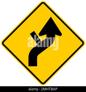 Combination curve with side road Intersection warning sign Stock Photo - Alamy