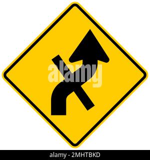 Combination curve with cross road intersection warning sign Stock Photo - Alamy