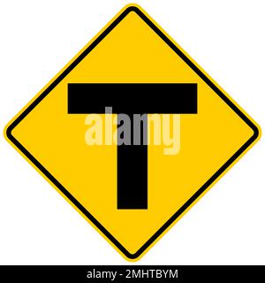 Warning sign with intersection symbol Stock Photo - Alamy