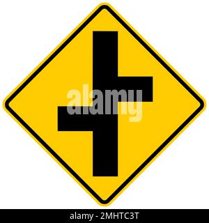 Side road intersection warning sign Stock Photo - Alamy
