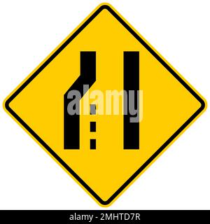 Lane ends warning sign Stock Photo - Alamy