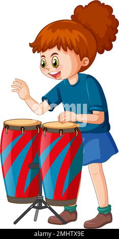 Girl playing conga drums vector illustration Stock Vector Image & Art ...