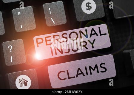 Text showing inspiration Personal Injury Claims. Business showcase ...