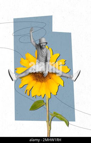 Collage artwork graphics picture of happy smiling men having great idea ...