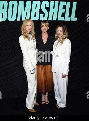 From left, cast members Nicole Kidman, who plays Gretchen Carlson ...