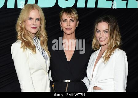 From left, cast members Nicole Kidman, who plays Gretchen Carlson ...