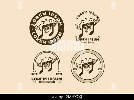 Music notes character mascot illustration design Stock Vector Image ...