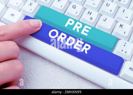 Conceptual display Pre Order. Word for an order for a product placed ...