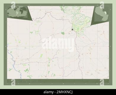 Amambay, department of Paraguay. Open Street Map. Locations and names ...