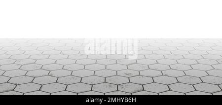 Vanishing perspective concrete block pavement vector background with texture. Tile floor surface ...