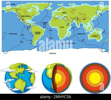 Tectonic plates and landforms illustration Stock Vector Image & Art - Alamy