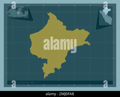 Loreto, region of Peru. Solid color shape. Locations and names of major ...