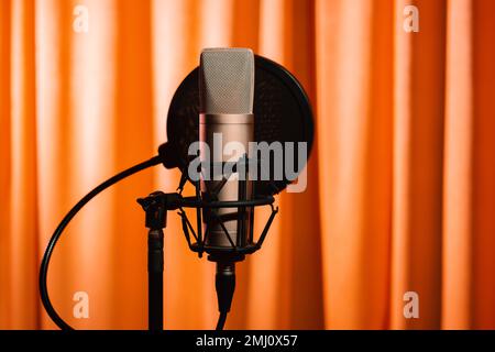 Microphone Condenser With Soundproof In Recording Studio shadow ...