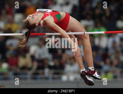 Karyna Demidik (Belarus). High Jump Women finals. IAAF World Athletics ...