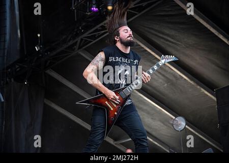 Zach Huston of Beartooth performs at Louder Than Life Festival 2021 at ...