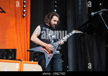 Zach Huston of Beartooth performs at Louder Than Life Festival 2021 at ...