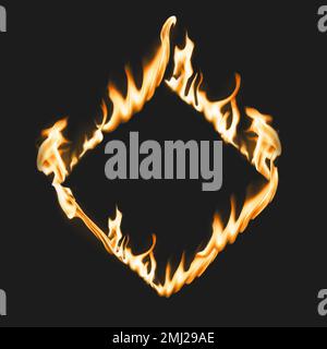 Flame frame, square shape, realistic burning fire vector Stock Vector ...