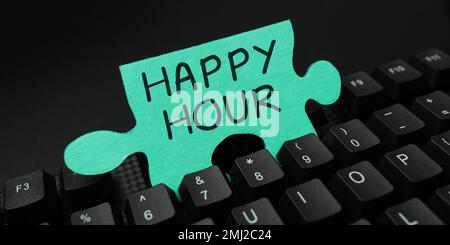Conceptual caption Happy Hour, Business showcase Spending time for ...
