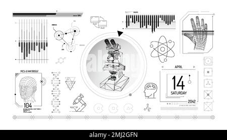 Set of infographic elements about microscopy and biomedical research ...