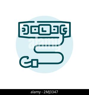 Rock climbing belt black line icon. Mountaineering harness. Personal ...