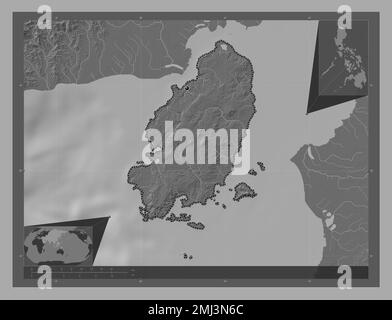 Guimaras, province of Philippines. Bilevel elevation map with lakes and ...