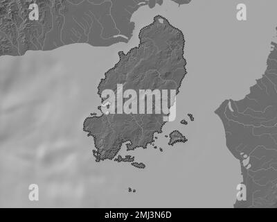 Guimaras, province of Philippines. Bilevel elevation map with lakes and ...