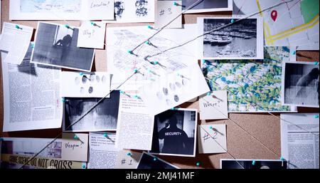 Police Investigator Board Background. Detective Evidence Map Stock ...