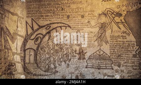 Cells with graffiti of the prisoners, Chiaramonte Steri Palace, in the ...