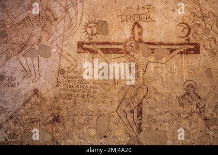 Cells with graffiti of the prisoners, Chiaramonte Steri Palace, in the ...