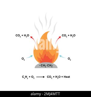 Scientific Designing of Combustion Reaction. Vector Illustartion Stock ...