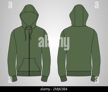 Dress hoody technical fashion illustration with long sleeves, rib cuff ...