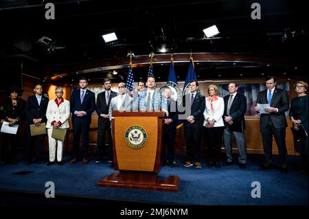U.S. Representative Jared Moskowitz (D-FL) speaking at a press ...